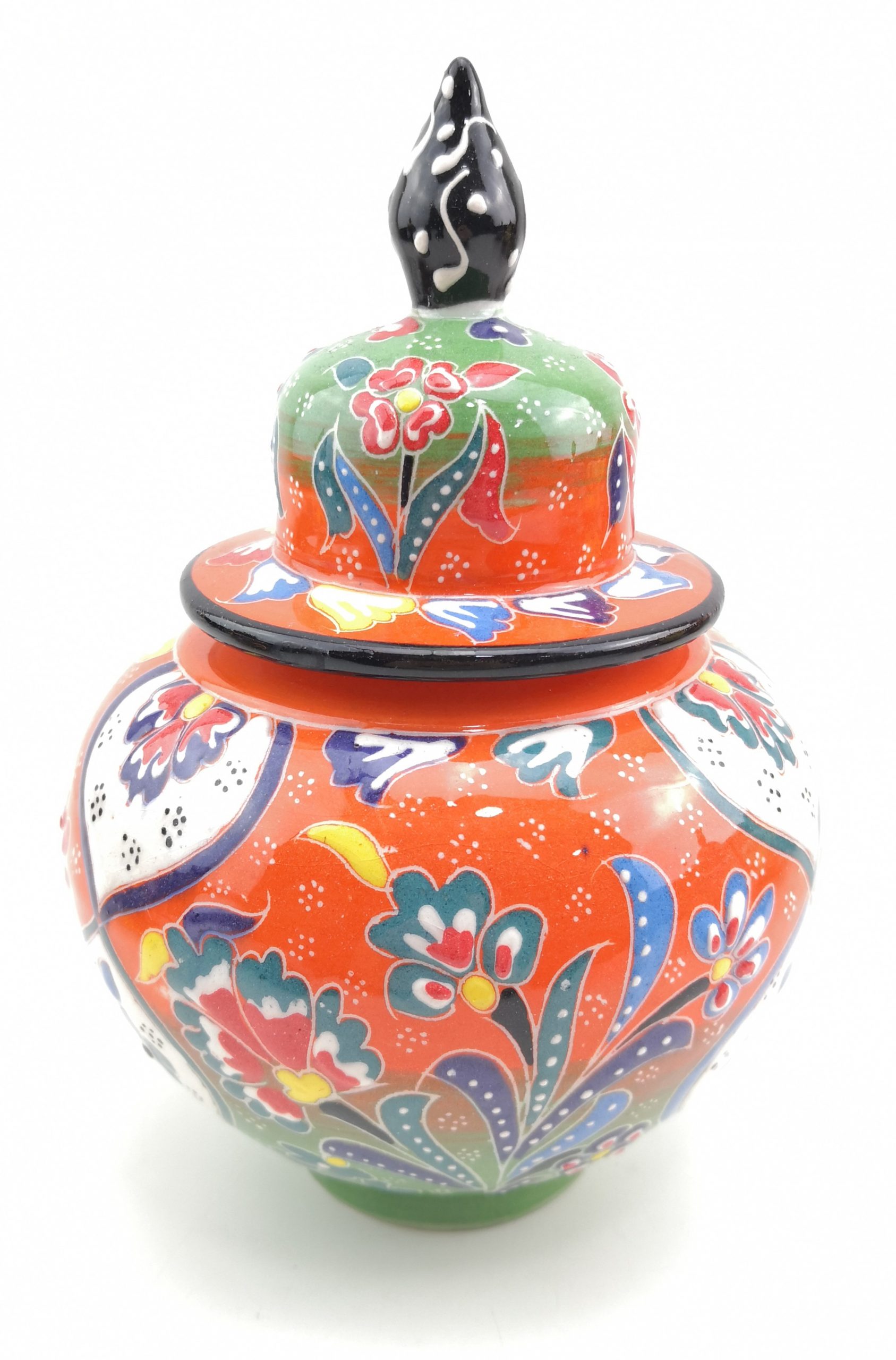 Handmade Ceramic Ornamental Vase – Jar with Lid – Hand Painted Turkish ...